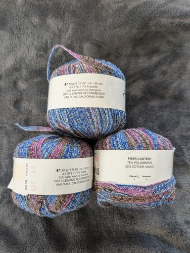 Vintage y2k Trendsetter Aquarius Ribbon Yarn Lot of 3 Color 827 Blue ...