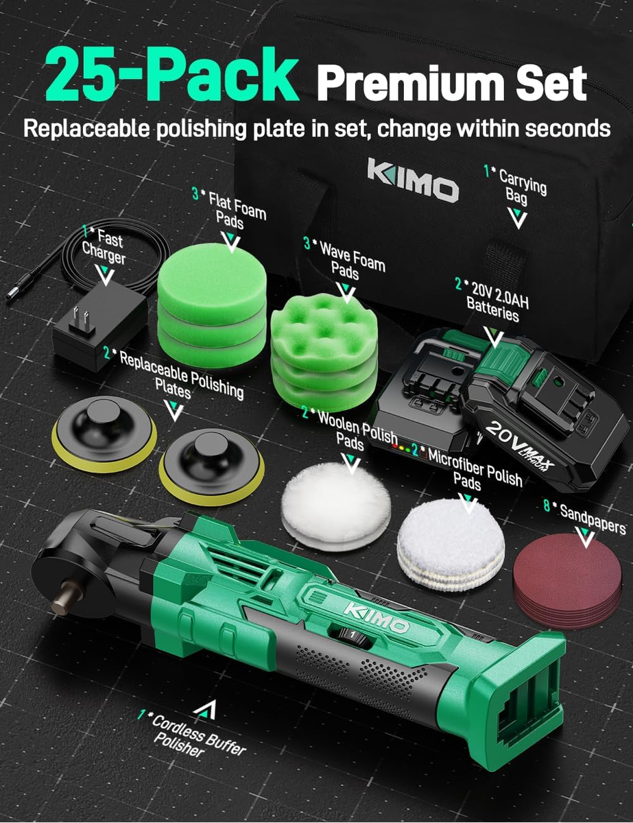 Cordless Car Buffer Units Cordless Car Polisher Kit With 2 Batteries ...