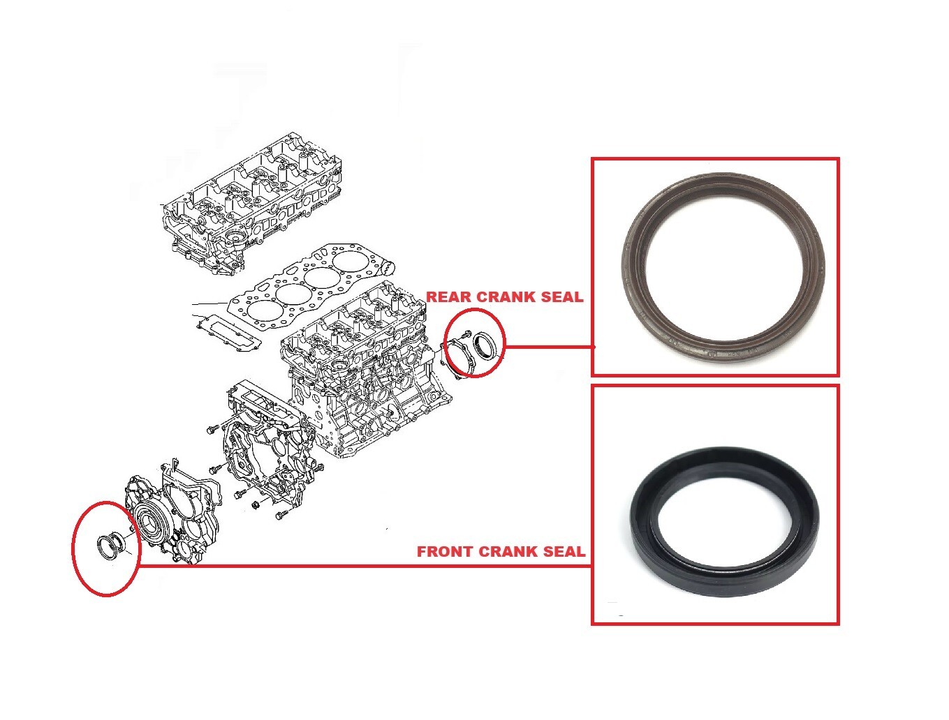 TOYOTA HILUX MK5 KDN165 2.5TD ENGINE CRANKSHAFT OIL SEALS FRONT & REAR ...