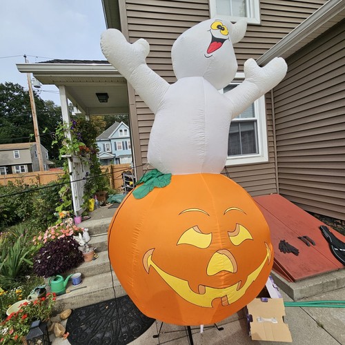 8ft Tall Gemmy Airblown Inflatable Halloween Ghost Pumpkin 2001 25679 ...