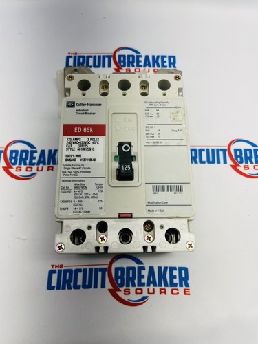 Eaton ED3125 3 Pole 125 Amp Molded Case F Frame Circuit Breaker with ...