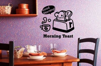 Wall Stickers Vinyl Decal Positive Decor Kitchen Good Morning Toaster ...