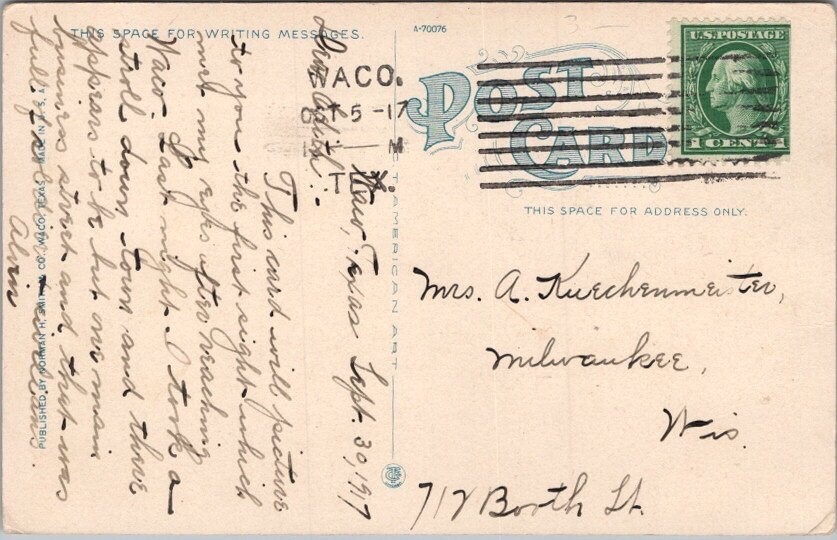 WACO, Texas Postcard "M.K.&T. DEPOT" KATY Railroad Train Station / 1917 ...