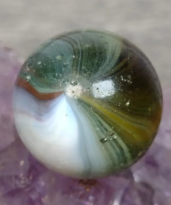 .76" LG Oxblood Pin Striped Sunburst Patch MASTER Glass Vintage Marbles ...