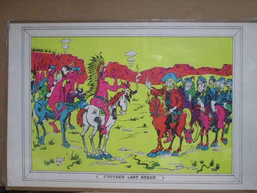 Vintage Custer's last stand parody black light Poster 1970's western ...