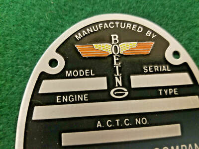 Boeing Antique Aircraft Data Plate acid etched aluminum B-17 and Other ...