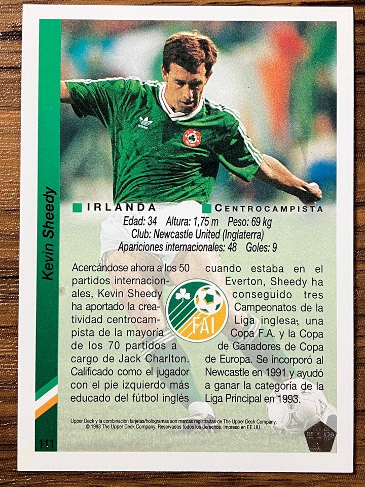 Upper Deck 1993 World Cup USA Soccer Card #111 Kevin Sheedy Ireland | eBay