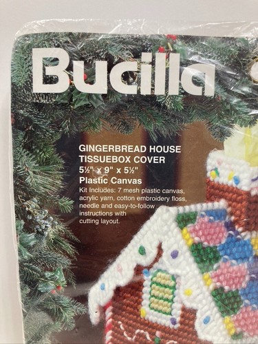 Vintage Bucilla Gingerbread House Tissue Box Cover Kit Christmas #61183 ...