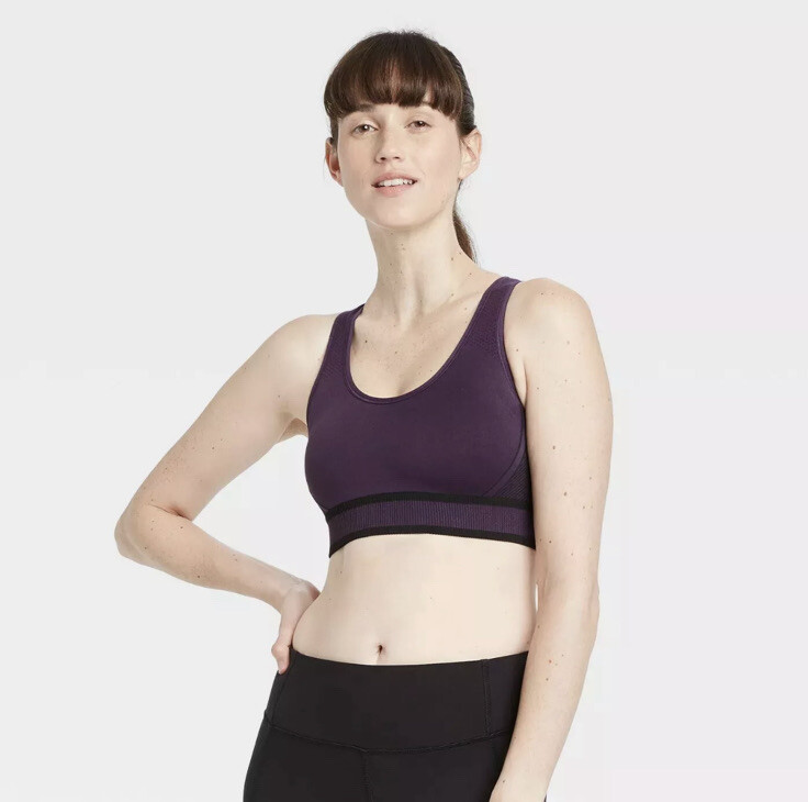 All in Motion Women's Medium Support Seamless Racerback Bra Purple ...