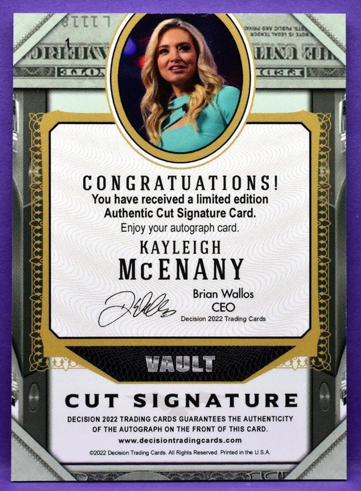 Kayleigh McEnany 2022 Decision Vault CUT SIGNATURE / AUTOGRAPH Insert ...