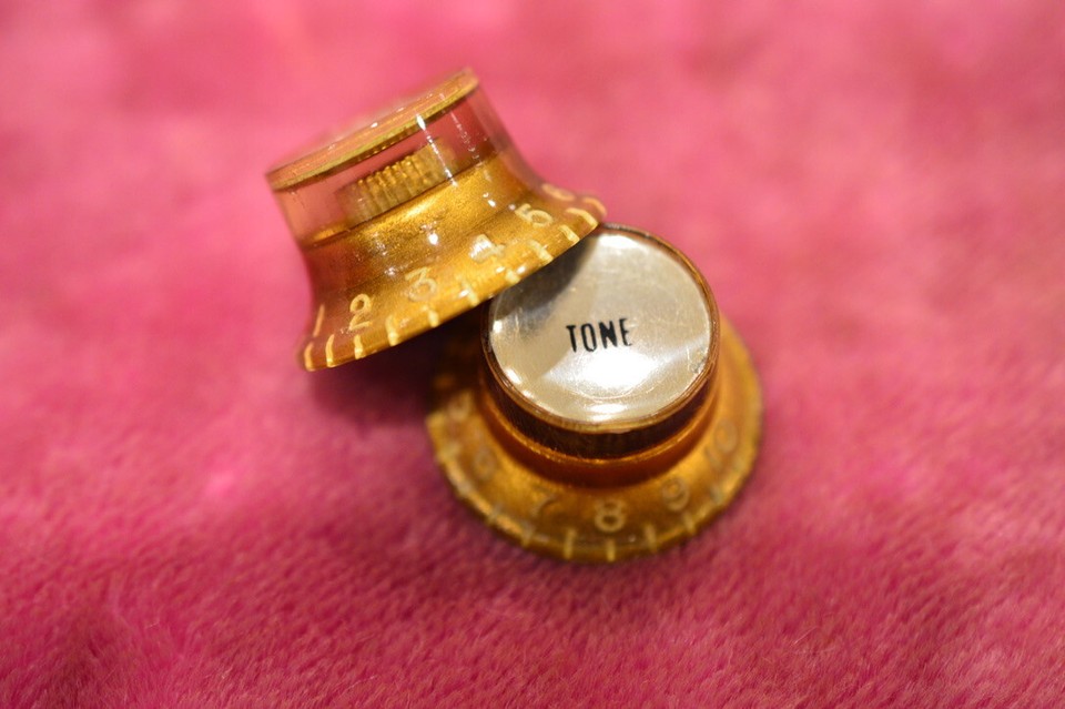 Vintage 1960s Gibson Gold Reflector Knob Pair ES-335 SG Standard Custom ...