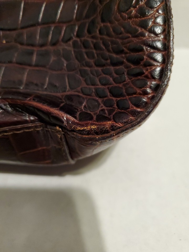 CLAUDIA FIRENZE Genuine Leather Italy Croc Embossed Purse Shoulder Hand ...