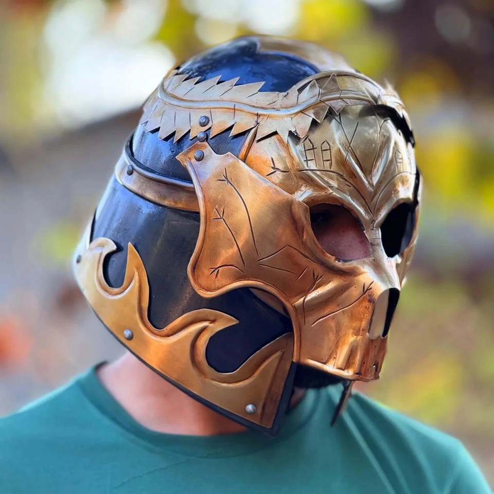 Fantasy Monkey Skull Demonic Face Helmet Medieval Knight Larp Cosplay ...