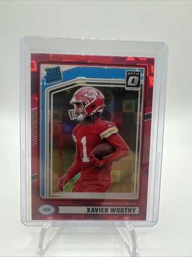 2024 Panini Donruss Xavier Worthy #398 Red Pandora Optic Prizm Rated ...