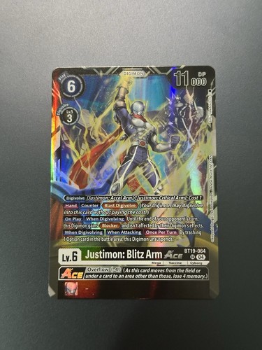 BT19-064 Justimon: Blitz Arm Ace Digimon TCG Promo Secret Super Rare ...