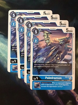x4 Paledramon EX3-019 C Playset Digimon TCG Draconic Roar | eBay