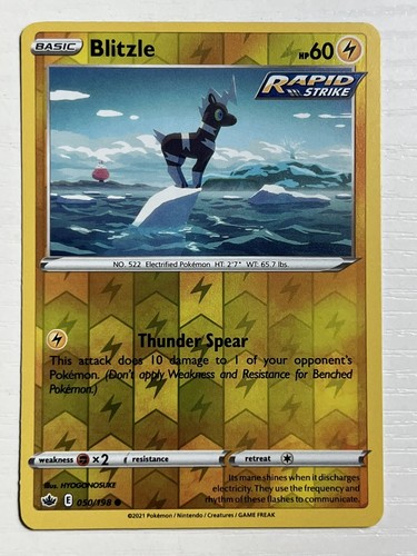 Blitzle 050/198 Reverse Holo Chilling Reign Pokemon TCG Card NM ...