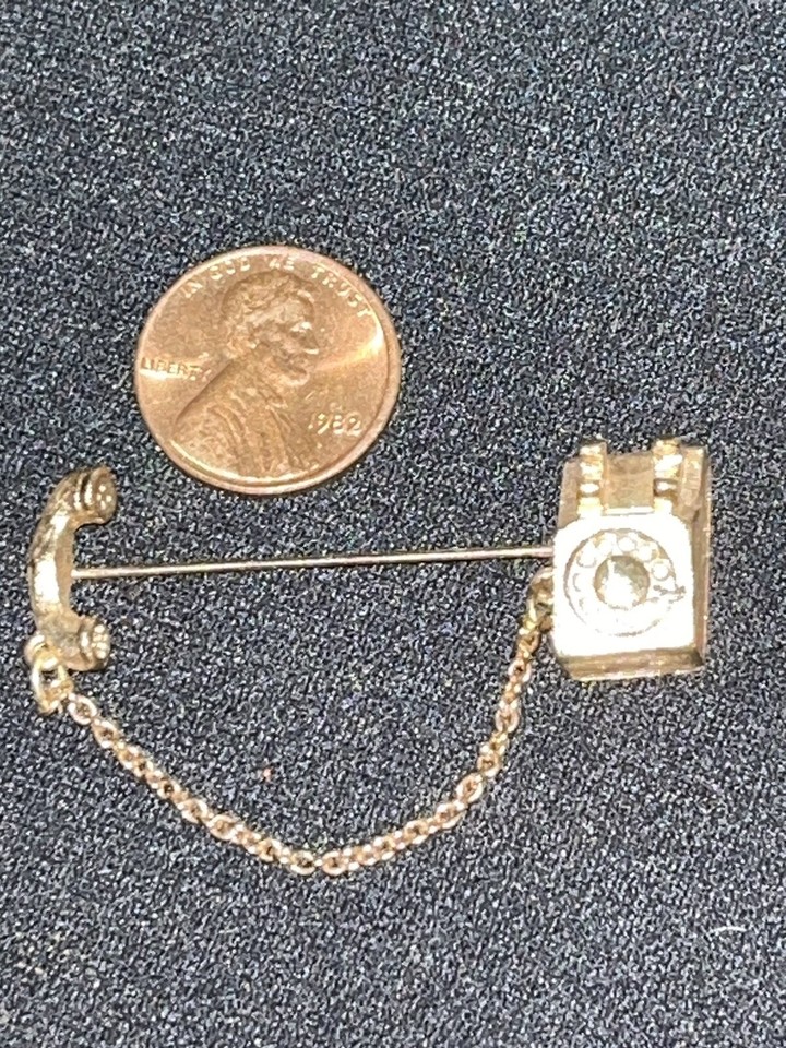 Avon Stick Pin Tie Pin Old Style Rotary Telephone Phone Dangle Chain ...