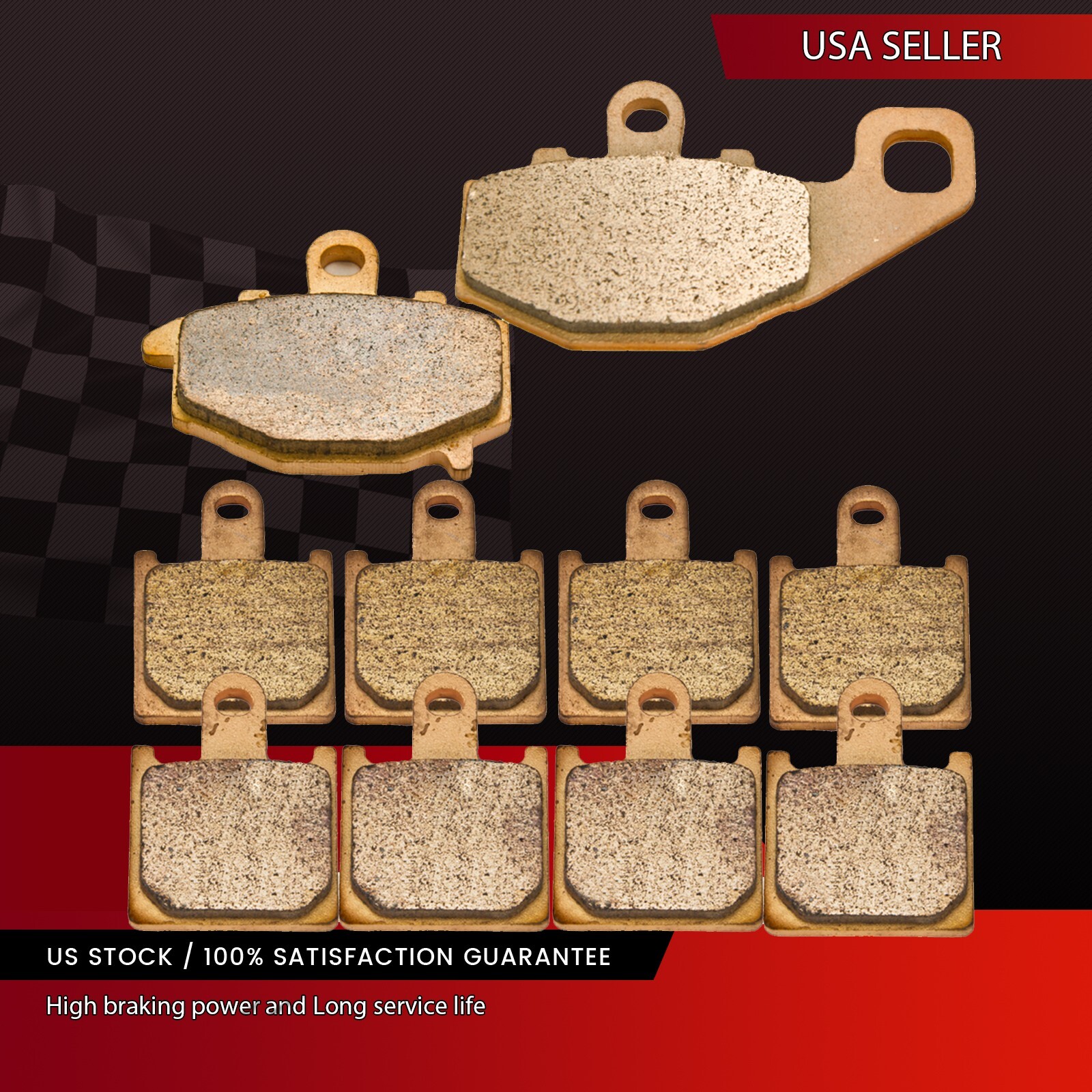 F+R Sintered Brake Pads For Kawasaki ZX6R ZX 600 2007-2012 2011 2010 ...