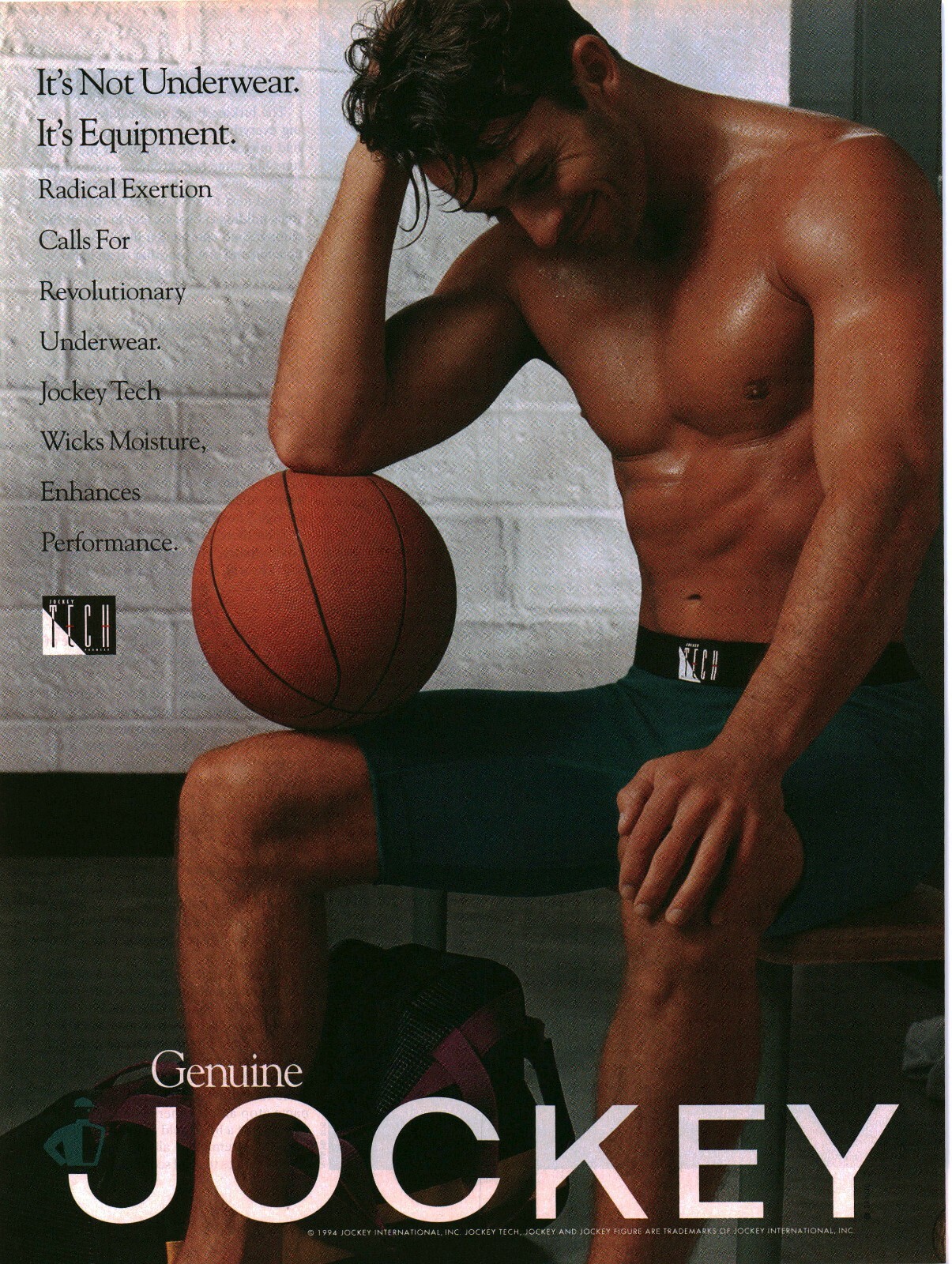 1994 VINTAGE PRINT AD - JOCKEY UNDERWEAR AD.. SWEATY BASKETBALL ...