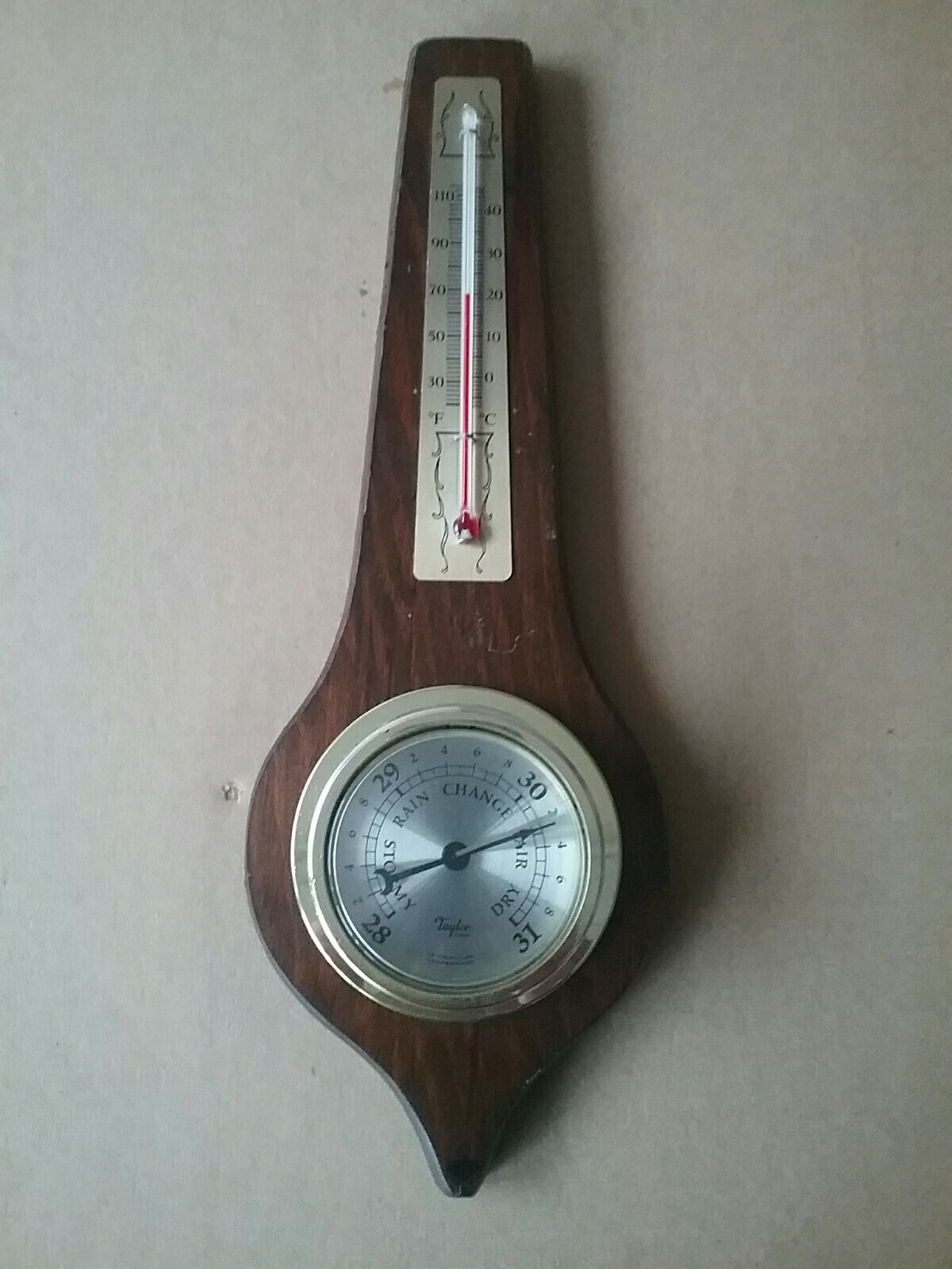 Vintage Weather Station TAYLOR SYBRON 15" Long Thermometer/Barometer | eBay
