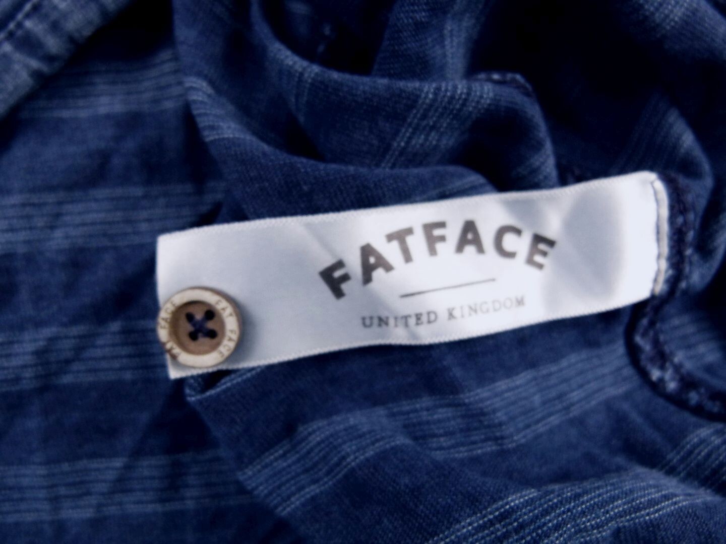 P658 FAT FACE vintage aged faded indigo dye polo shirt fits M, great ...