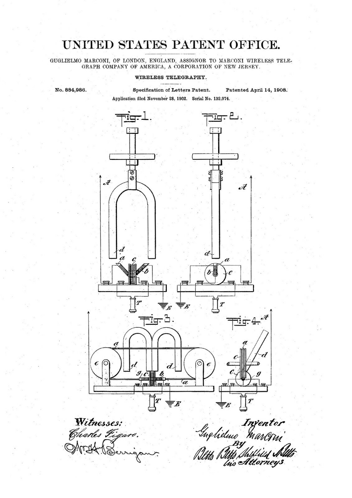 Patent Print - Radio/Marconi/Wireless Telegraphy - Vintage Poster Wall ...