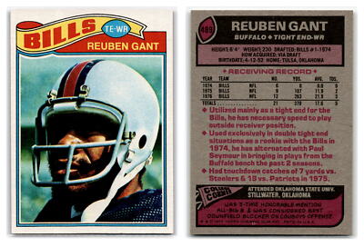 1977 Topps #489 Reuben Gant RC EXMT/NM - Buffalo Bills | eBay
