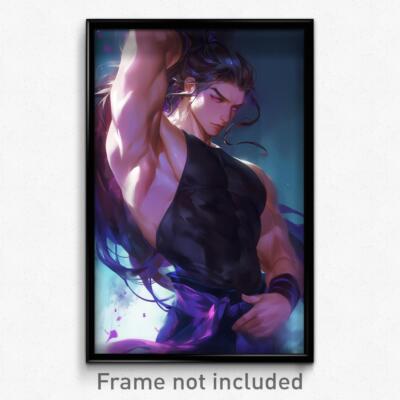 Anime Art Poster - Man Feeling Enlightened, Majestic Black Leotard ...