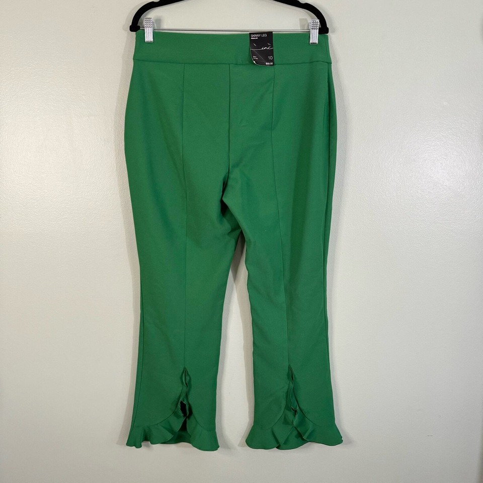 INC INTERNATIONAL CONCEPTS Pants Womens 10 Ruffled-Hem Ankle Mid Rise ...