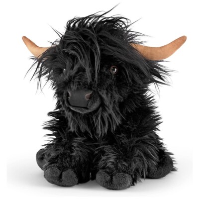 Living Nature Black Highland Cow Large Soft Plush Toy with Moo Sounds ...
