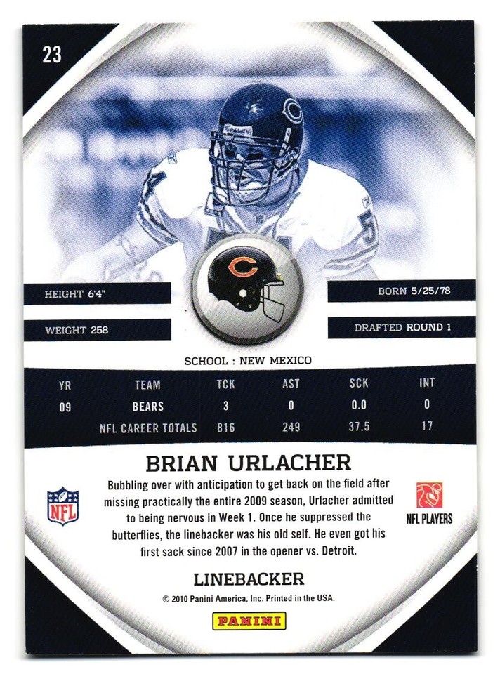 2010 Panini Gridiron Gear #23 Brian Urlacher | eBay