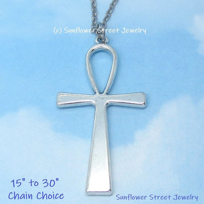 Large Ish Ankh Pendant Necklace Silver 05123 Egyptian Cross | eBay