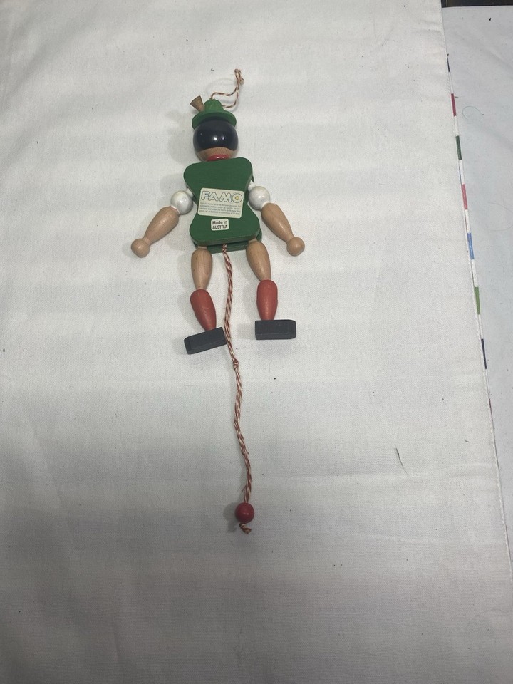 Vintage FAMO Wooden Pull-String Puppet Ornament Made In Austria | eBay