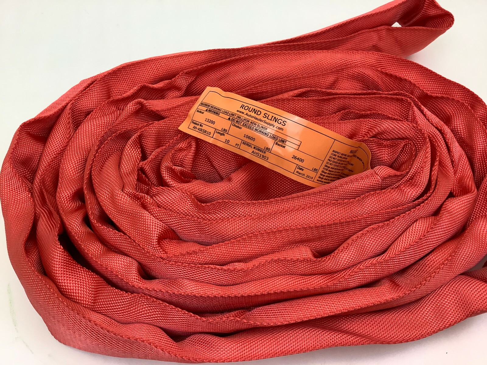 10' Red Poly Endless Round Sling at 13,200 lbs Vertical & 26,400 lbs ...