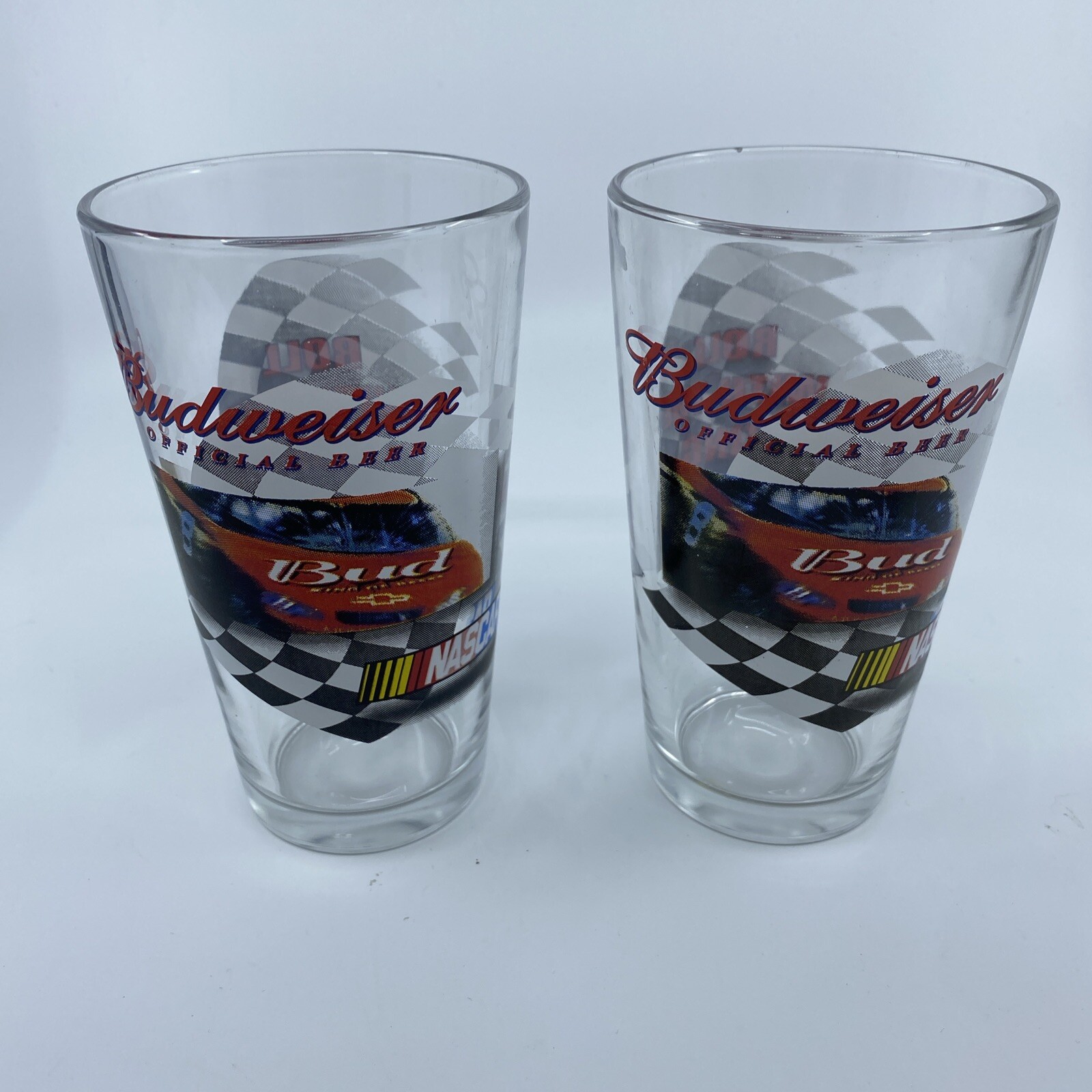 Vtg Lot of 8 NASCAR Track Bud Beer Pint Glasses Bristol Darlington ...
