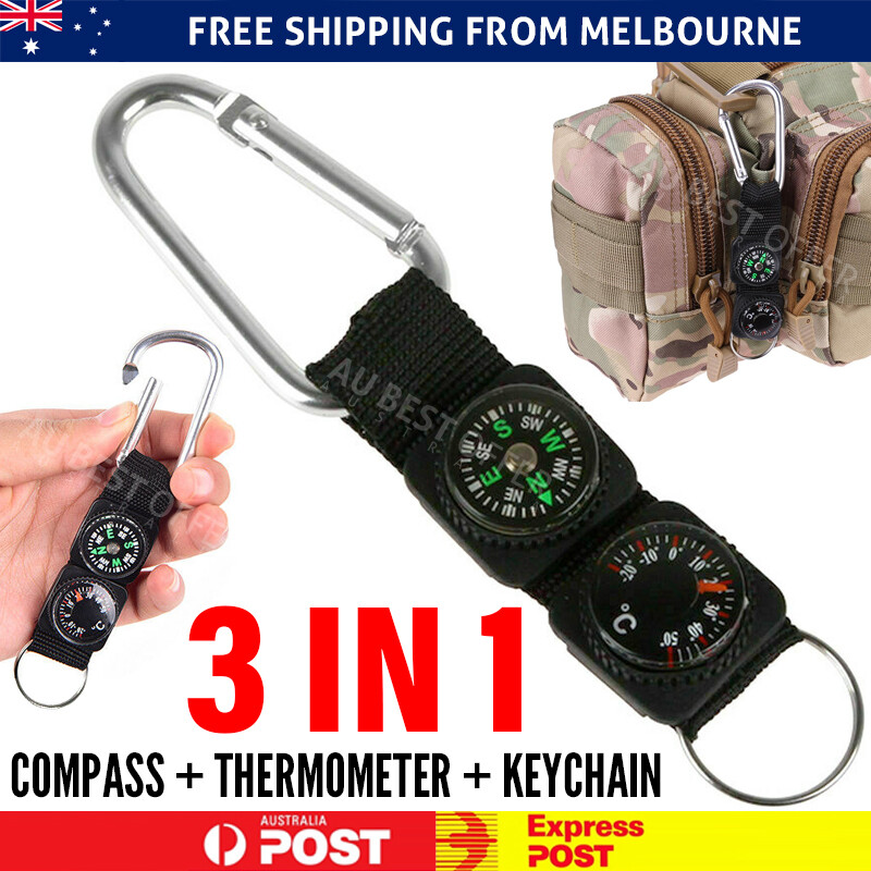 Carabiner Compass Thermometer Metal Carabiner 3in1 With Compass And
