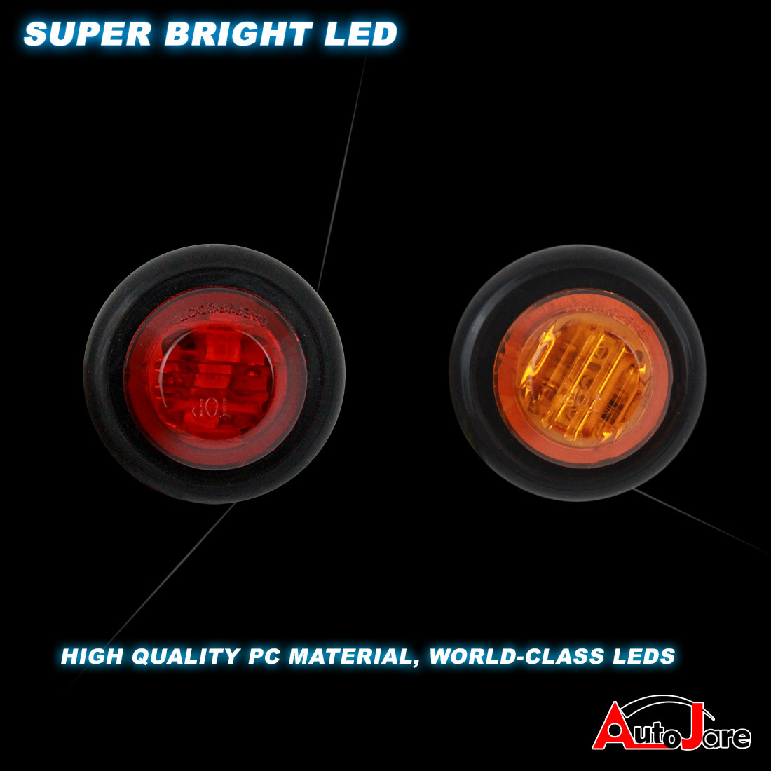 20X Amber Red Pickup Round Side Marker lights 3/4"LED Bullet Light ...