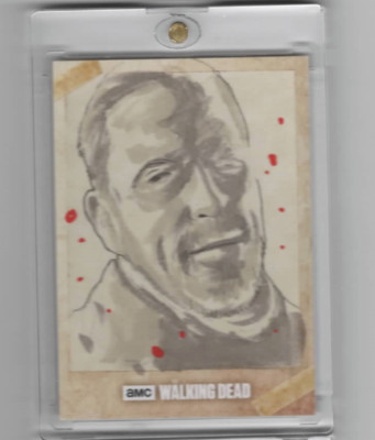 WALKING DEAD SEASON 6 NEGAN SKETCH CARD BY ARTIST FREDDIE LOPEZ JR 1/1 ...
