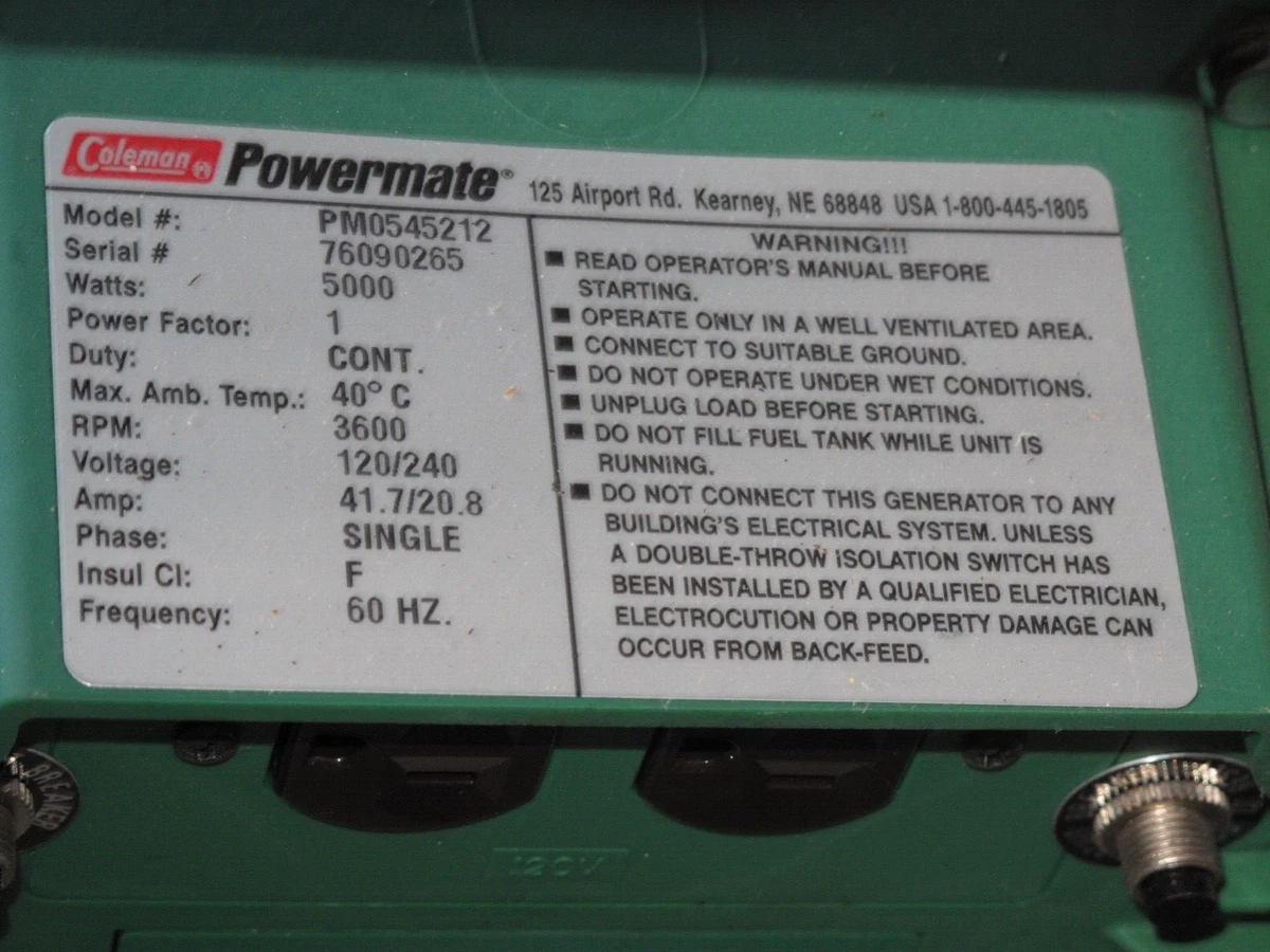 Coleman Powermate 5000 Generator Troubleshooting