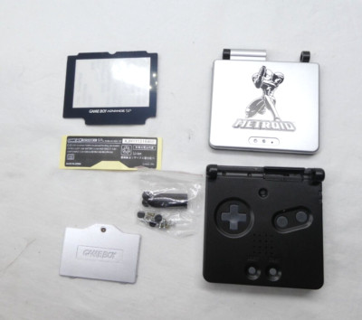 Gameboy Advance SP shell replacement Silver/Black Metroid with new ...