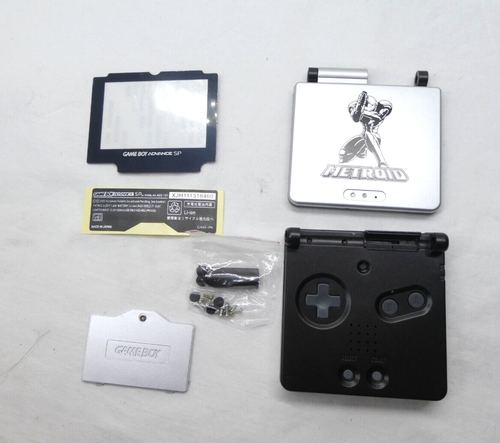 Gameboy Advance SP shell replacement Silver/Black Metroid with new ...