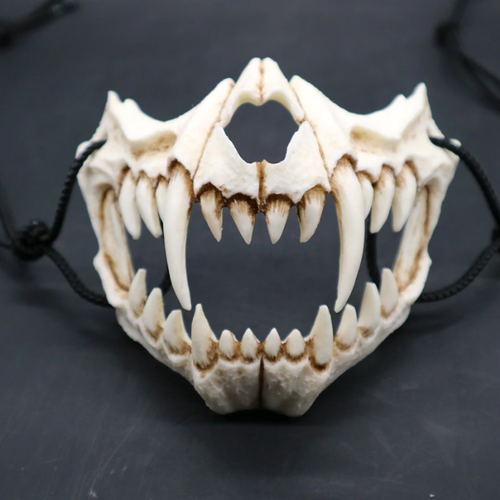 Halb Maske Knochen Wolf Drache Gebiss Skelett Fasching Kostüm Halloween ...