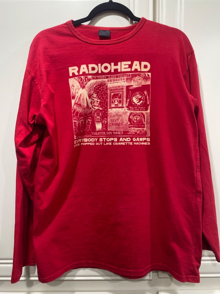 EUC HTF vintage Radiohead W.A.S.T.E. band tshirt large red EUC HTF vintage Radiohead W.A.S.T.E. band tshirt large red