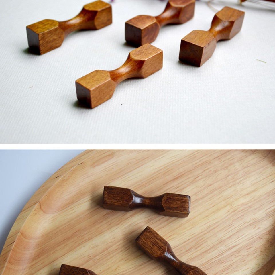 5pcs Japanese Style Creative Dumbbell-shaped Wooden Chopsticks Rest ...