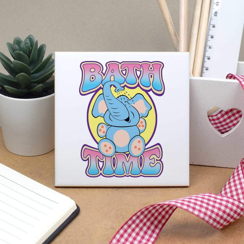 'Bath Time' 108mm Square Ceramic Tile (TD00036696) | eBay UK
