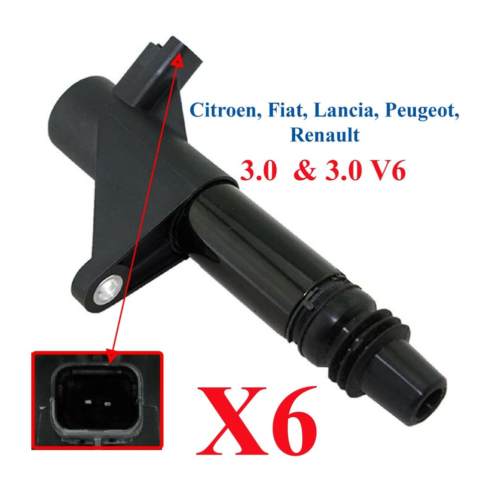 6 Ignition Coils for Citroen 9633001580 597077 597094 96362683 - 3.0 V6 ...