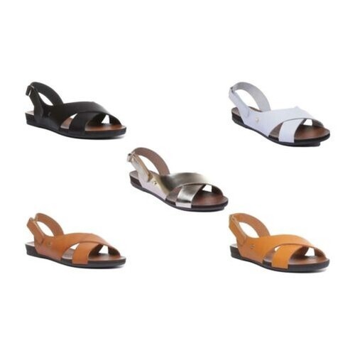 Justin Reece Angleterre 7600 Femme Plat Cuir Sandales En Moutarde ...