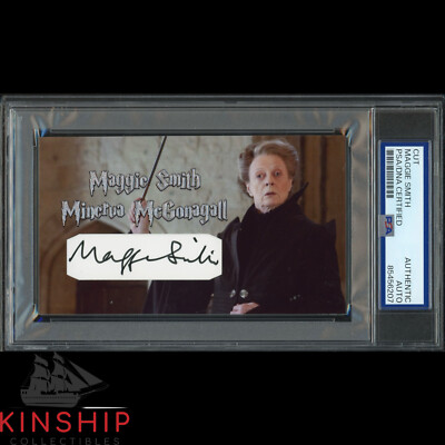 Maggie Smith signed Cut 3x5 Custom Card PSA DNA Slab Harry Potter Auto ...