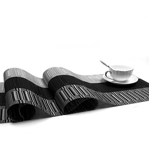 SHACOS Woven Vinyl Table Runner PVC Table Runners 12 x 54 inch Wipe ...